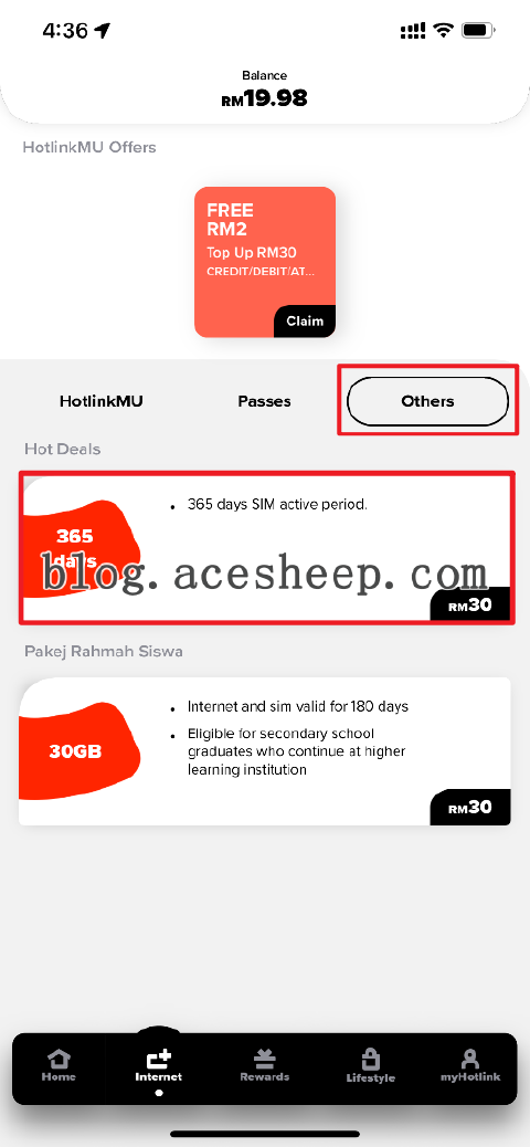 马来西亚 Hotlink 保号卡 - AceSheep